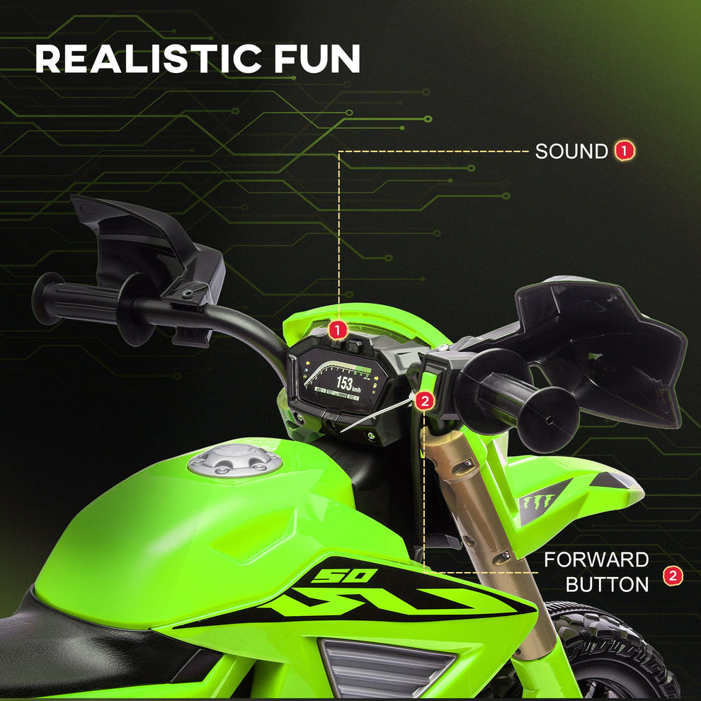 Qaba Kids Motorcycle, 6V Battery Powered Dirt Bike with Training Wheel ...